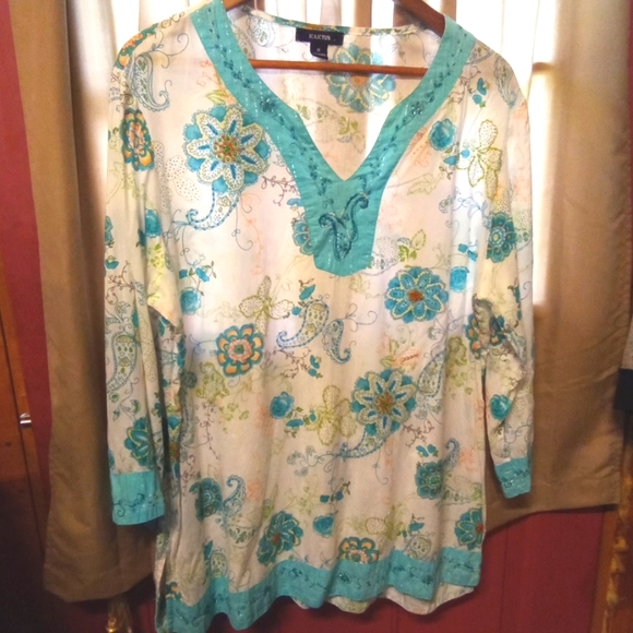 Kaktus | Tops | Kaktus Lightweight Beaded Vintage Caftan Tunic | Poshmark